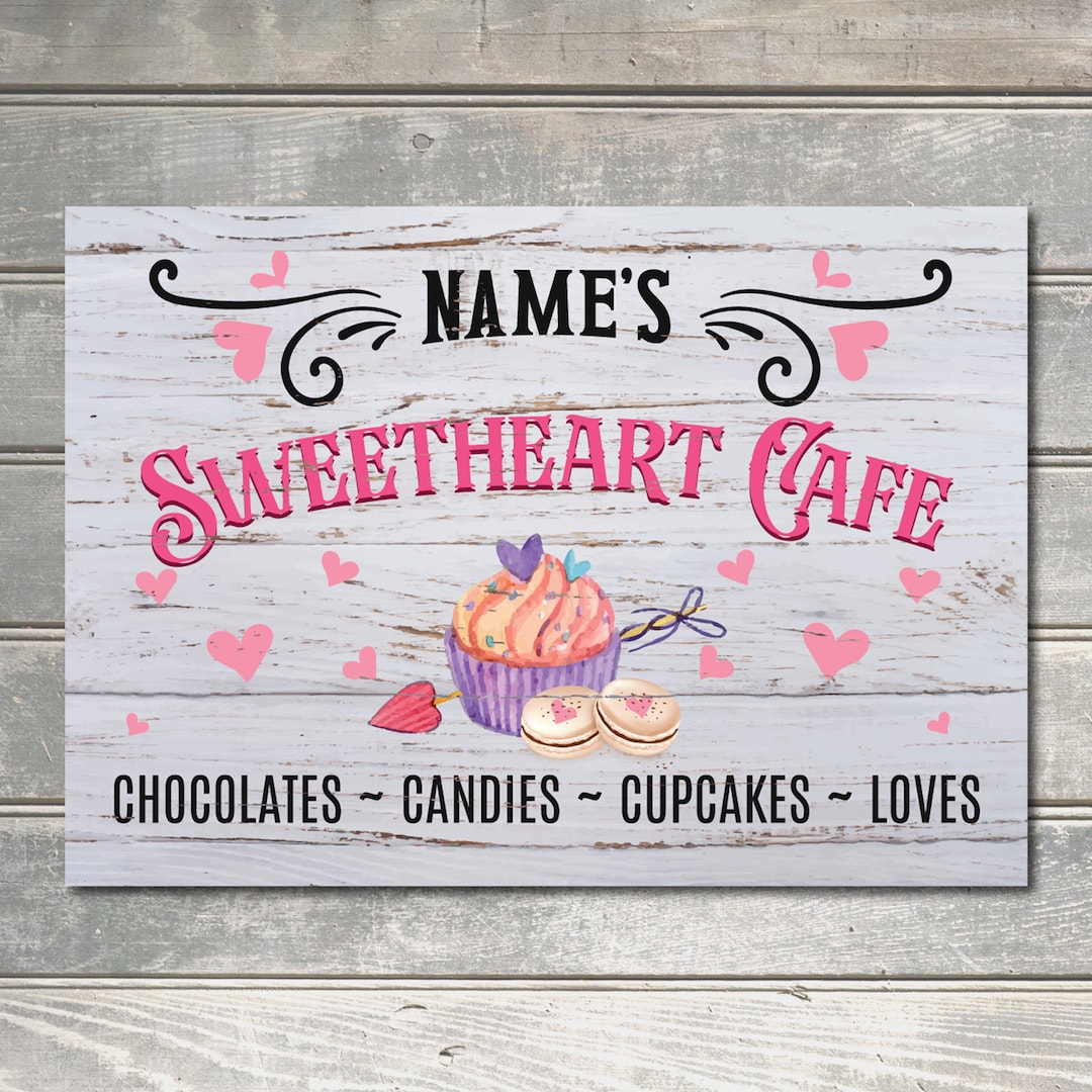PERSONALISED Sweetheart Cafe Sign Valentine Day Wall Kitchen Decor ...