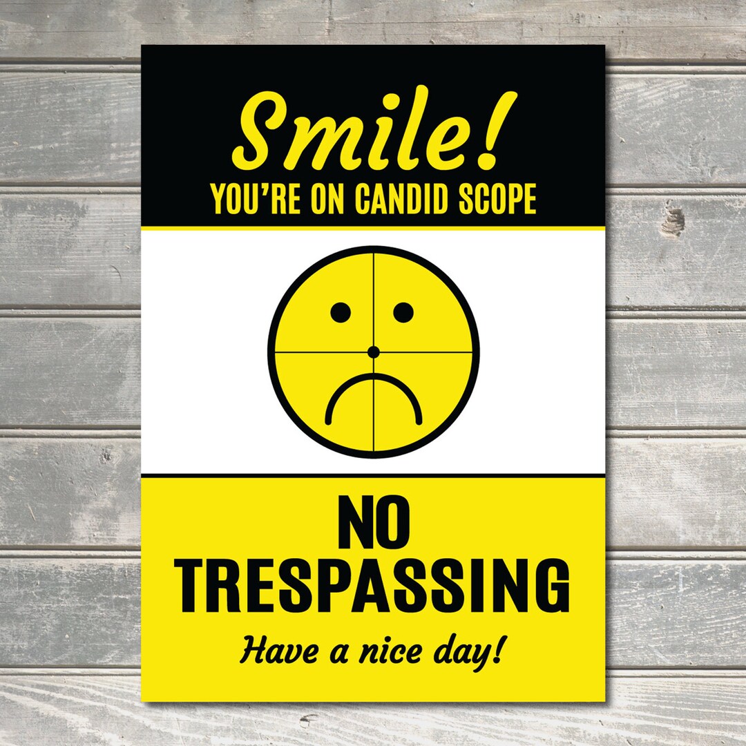 Smile! You're on Candid Scope - Funny Warning Sign Wall Decor Metal ...