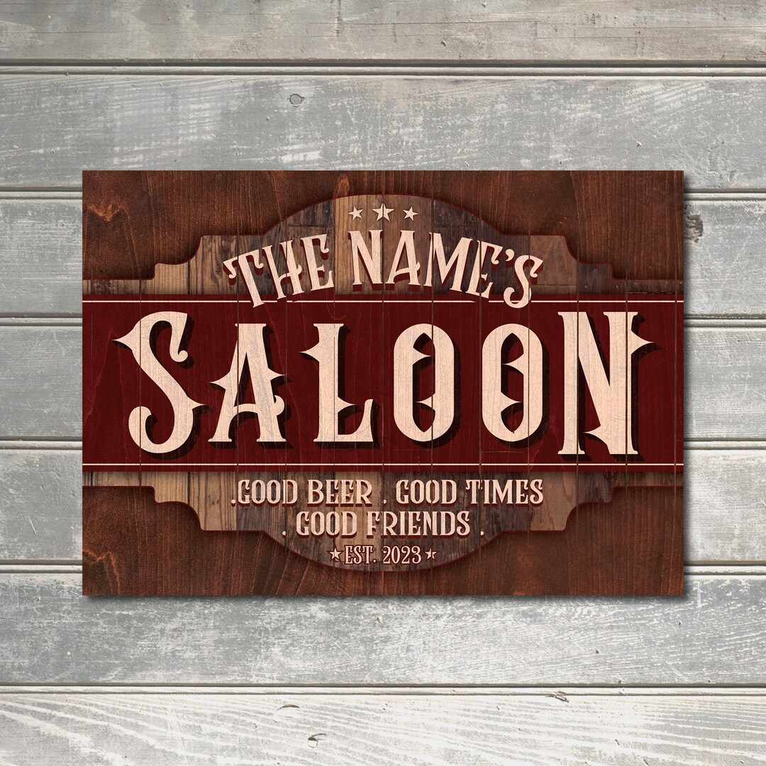 PERSONALISED Custom Saloon Sign Old Town Western Decor Bar Lounge Metal ...
