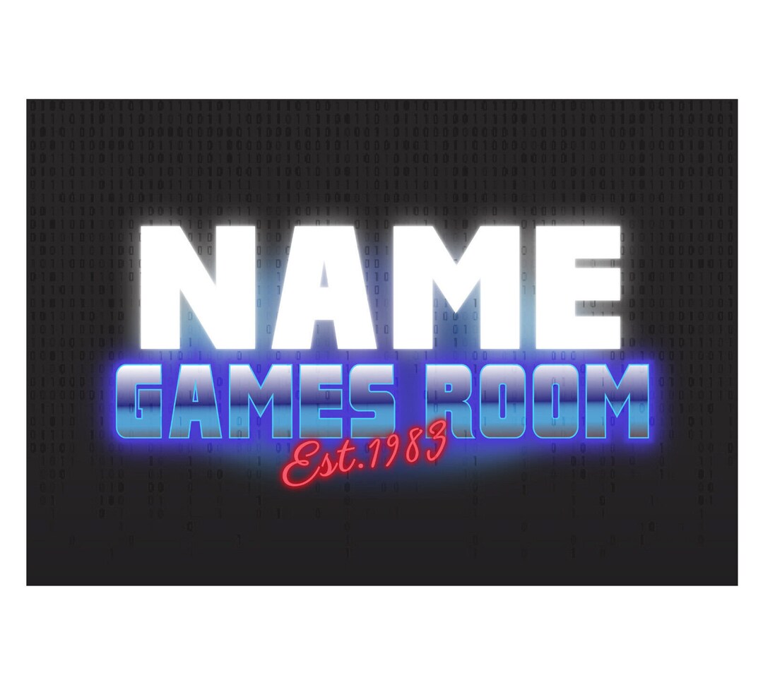 PERSONALISED Retro Games Room Sign Gamer Gaming 80s Custom Gift Metal ...