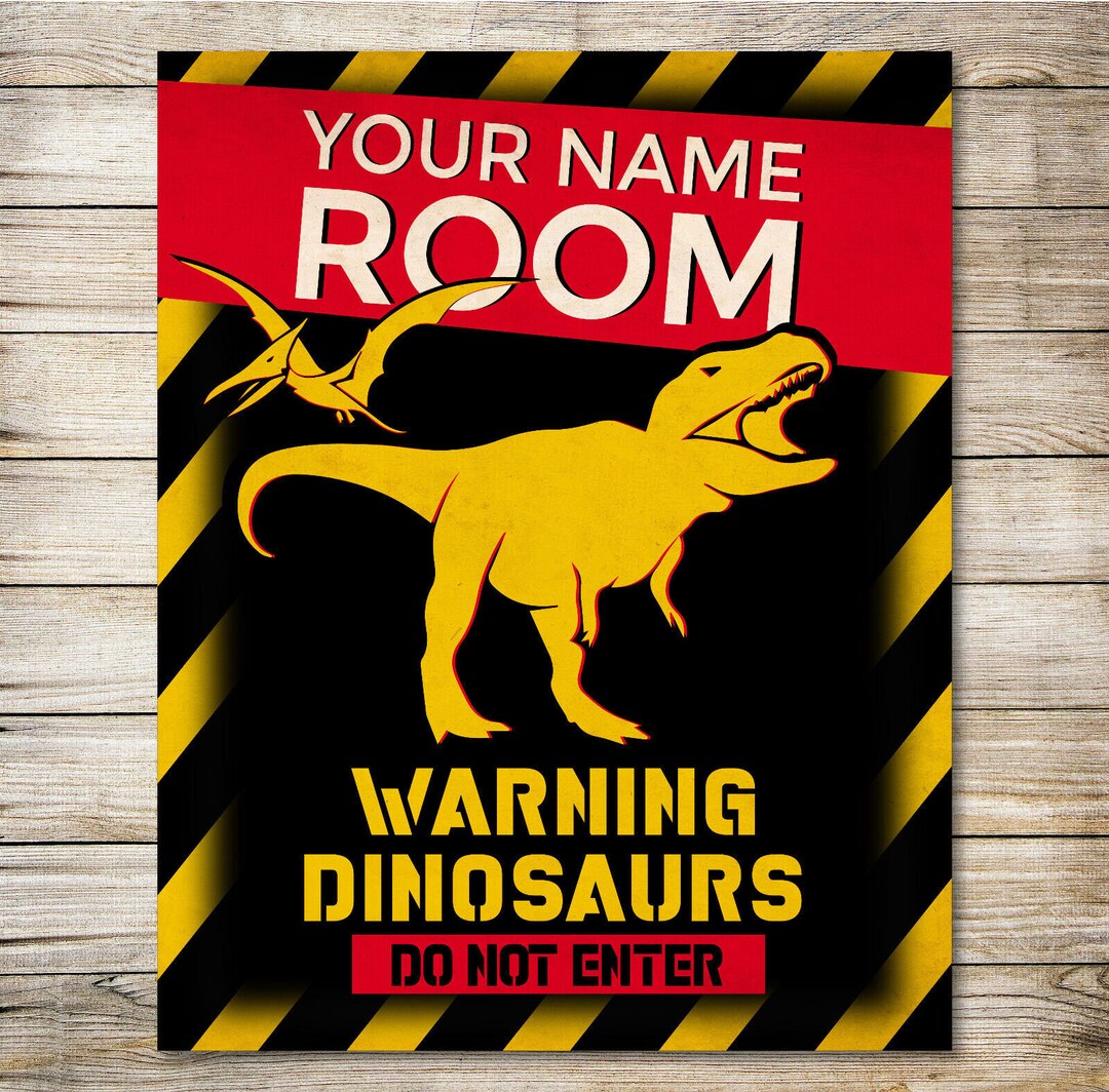 PERSONALISED Dinosaur Door Sign Velociraptor Play Bedroom Teenager ...