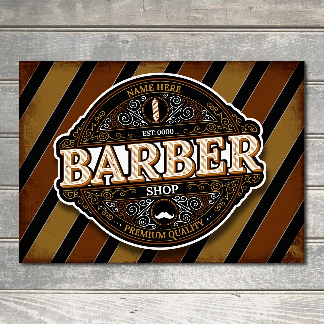 PERSONALISED Barber Shop Metal Rustic Retro Sign Hairdresser Decor Wall ...