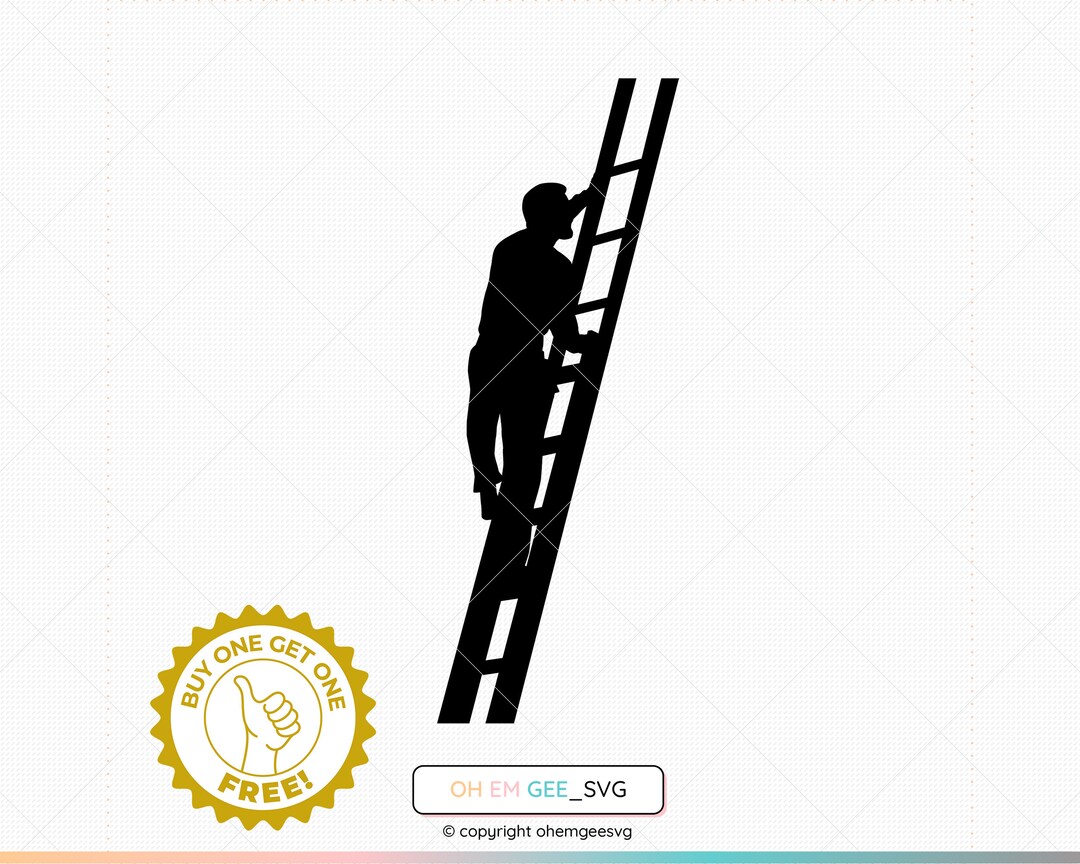 Man Climbing on a Ladder Saved in Svg and Png Files, Man on a Ladder ...