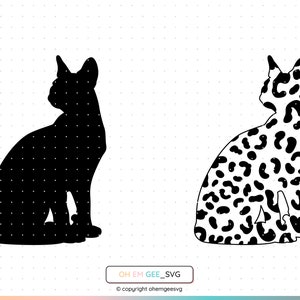 Leopard Print Cat Saved in Svg and Png Files, Cat Silhouette Clipart ...