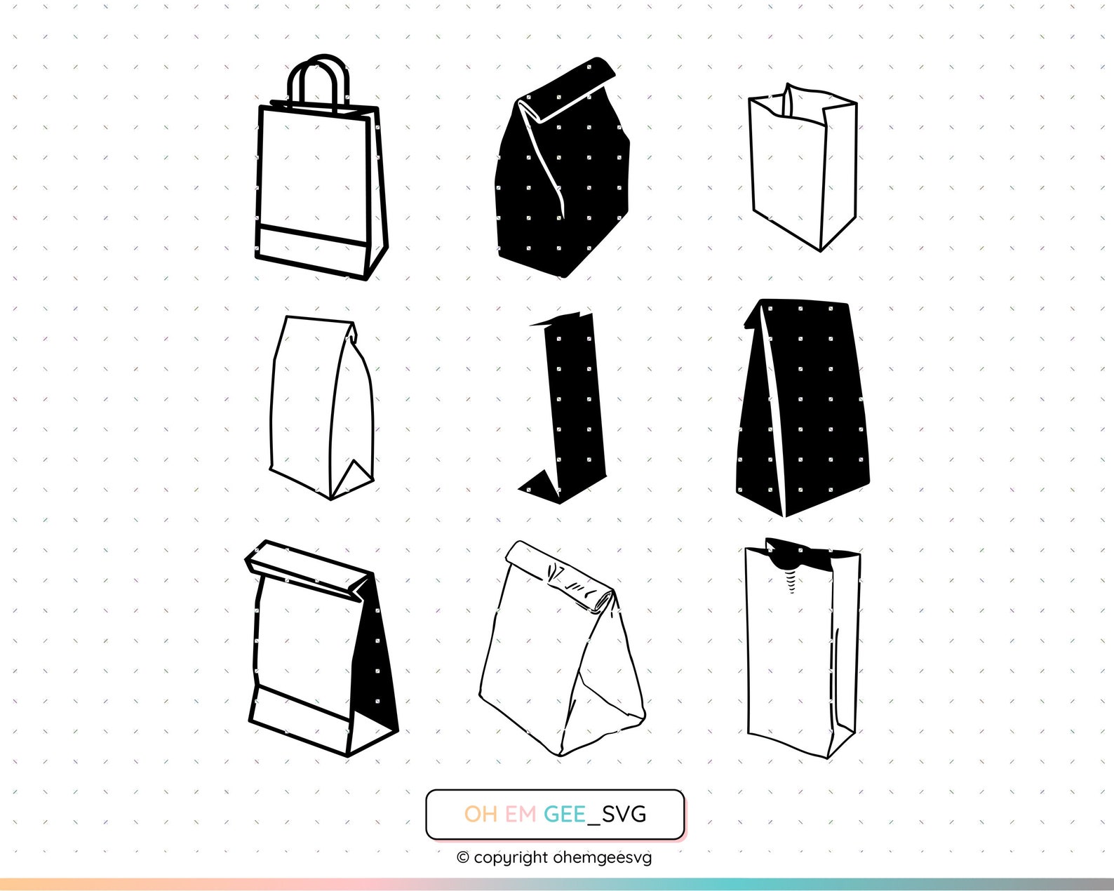 Paper Bag SVG Bundle, Paper Bag Svg, Paper Bag Png, Shopping Clipart ...
