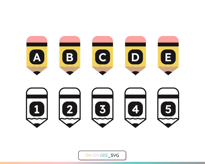 Pencil Alphabet Svg Pencil Letters Png Pencil Numbers - Etsy
