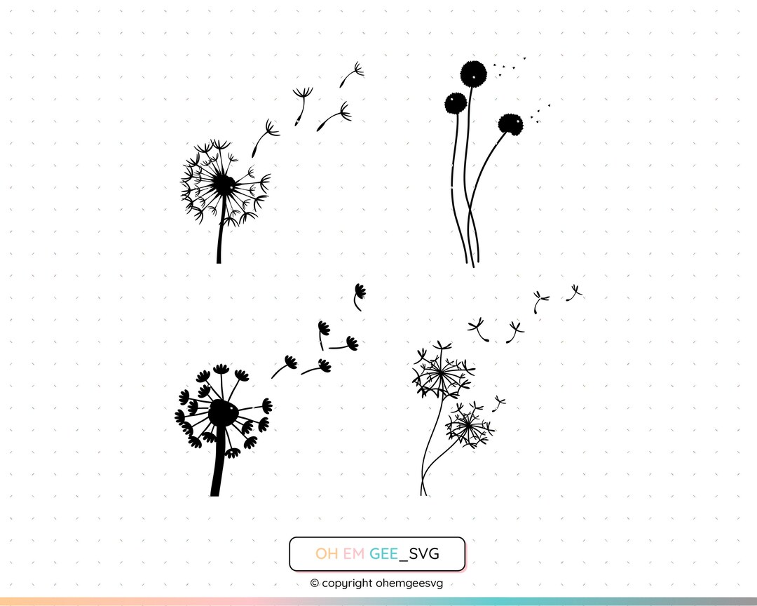 Dandelion Saved in Svg and Png Files, Flower Silhouette, Dandelion ...