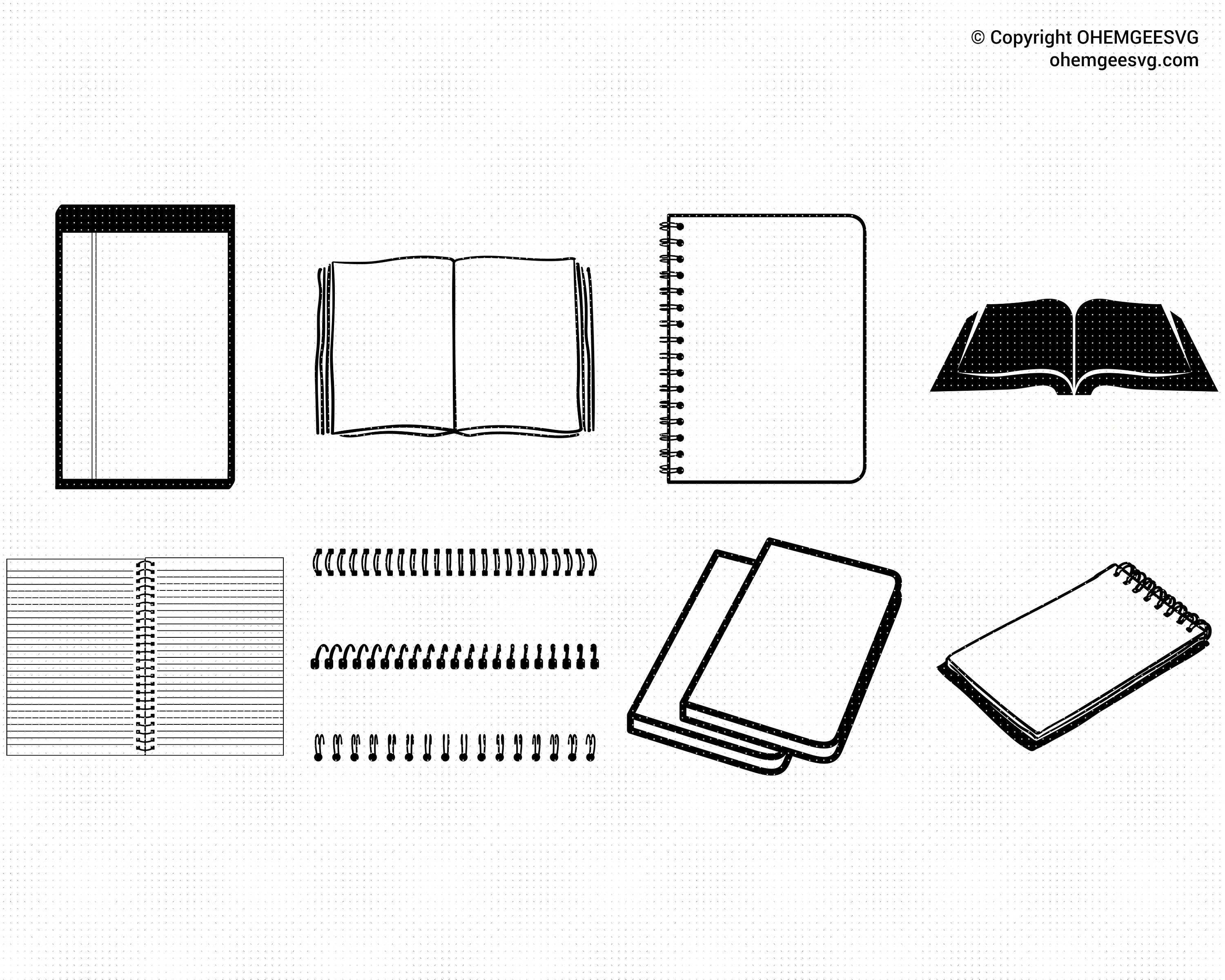 Open Notebook Clipart Black And White