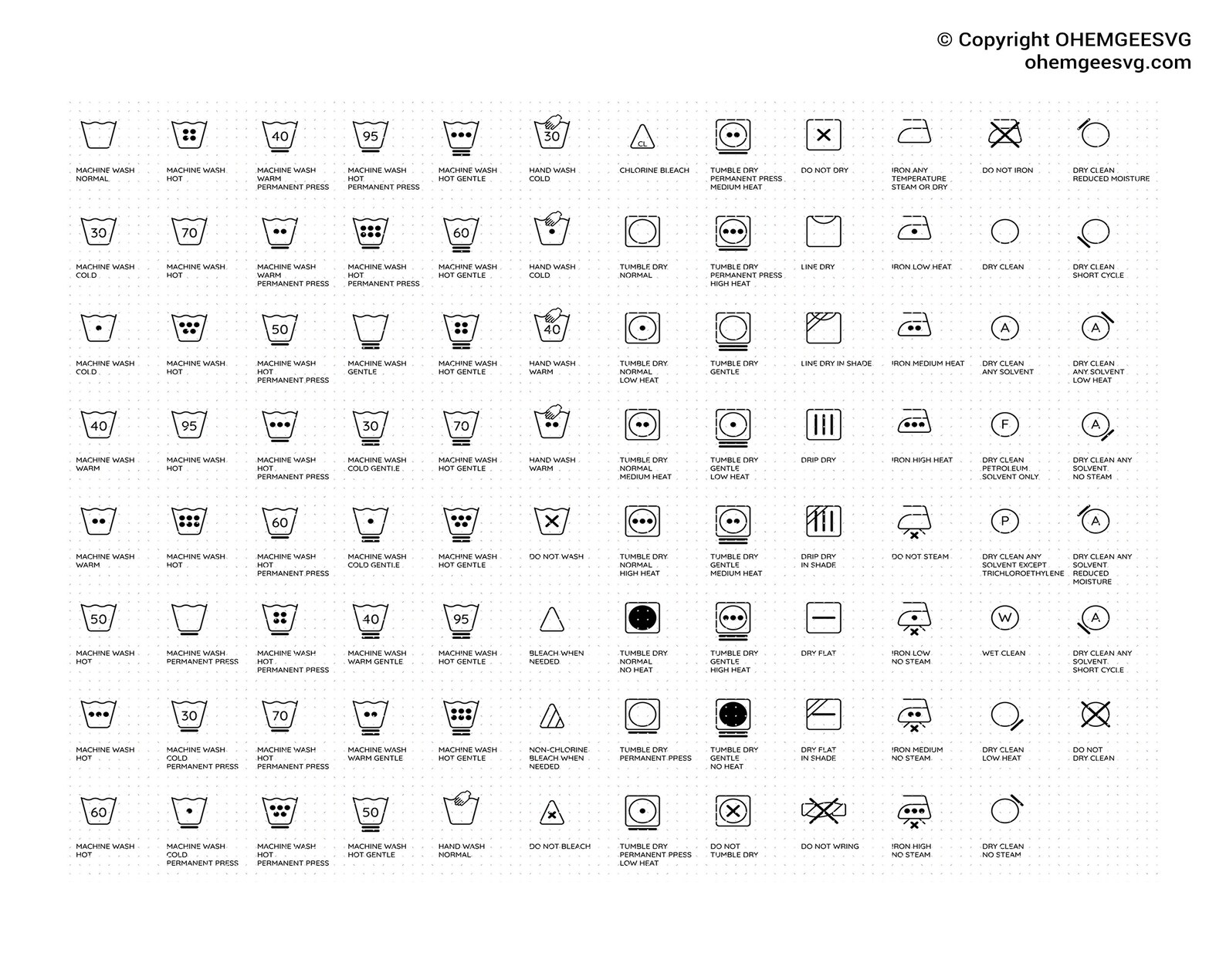 Wäsche Symbole SVG Bundle Textilpflege Symbole Png Wäsche - Etsy.de