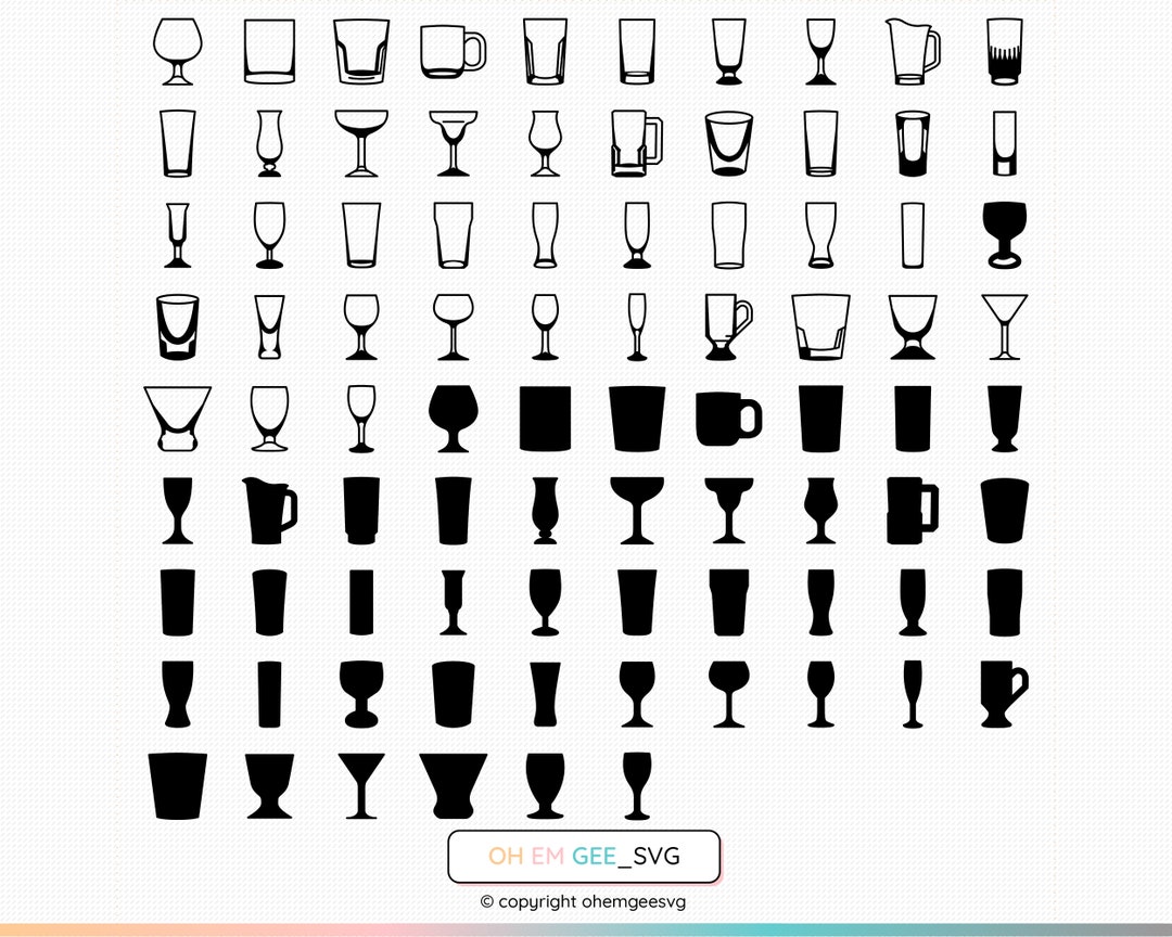 Drinking Glasses SVG Bundle Drinking Glass Svg Shot Glass - Etsy