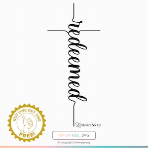 Redeemed Cross SVG: Christian Clipart, Worship Cut File (digital ...