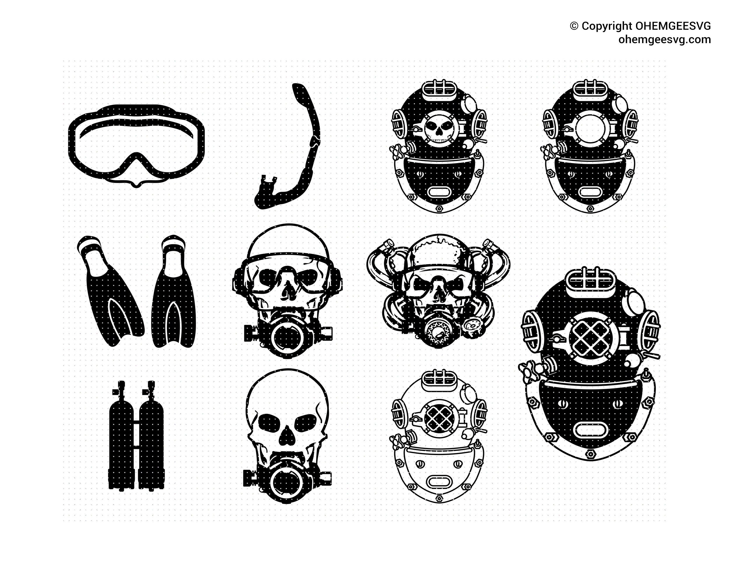 Scuba Diving Gear Drawing