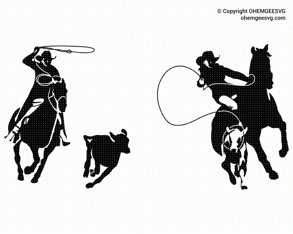 Rodeo Svg Calf Roping Png Calf Roper Clipart Rodeo Dxf | Etsy