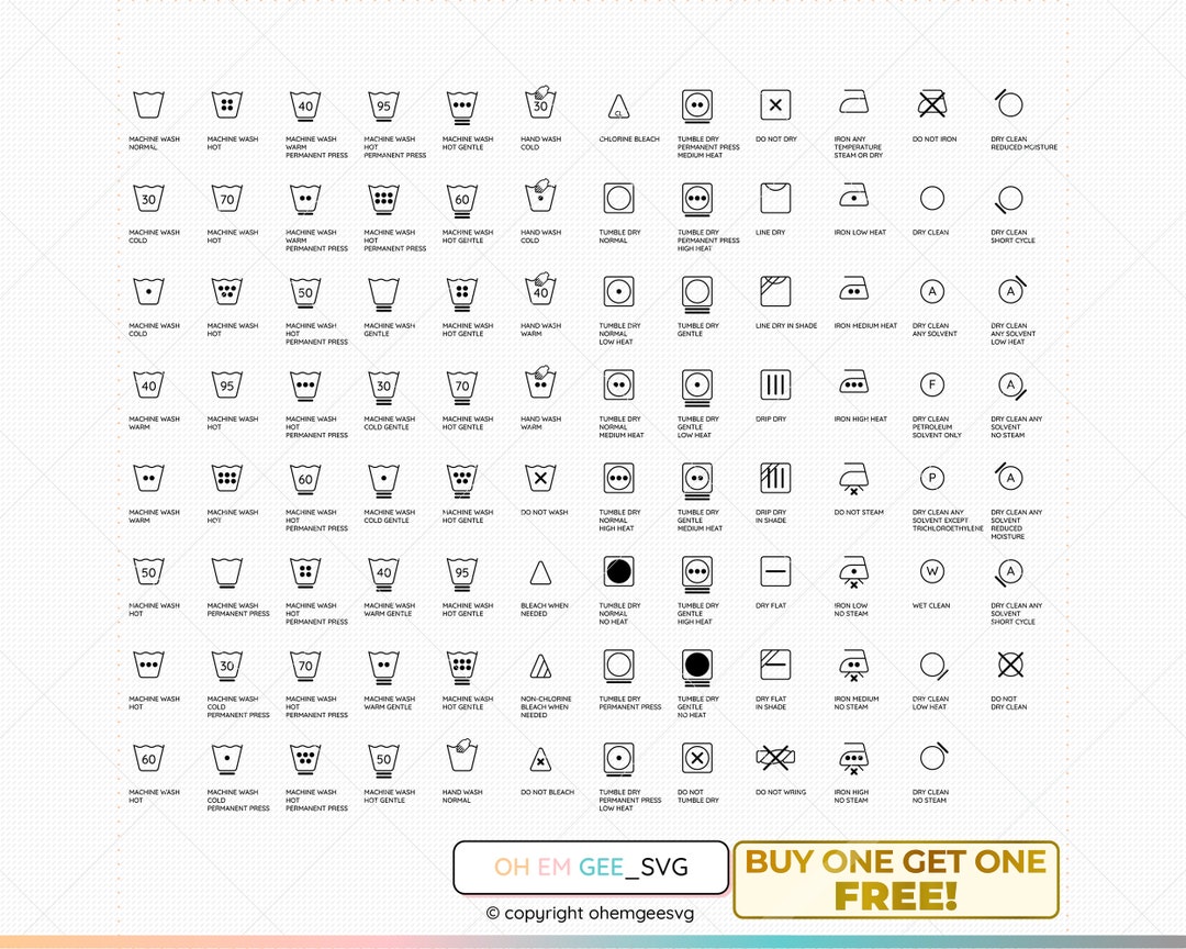 Laundry Symbols SVG Bundle, Textile Care Symbols Png, Laundry Icons ...