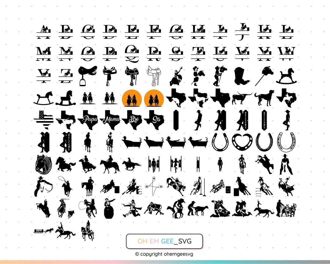 Rodeo Bundle Svg, Cowboy Bundle Clipart, Barrel Racer Png, Bull Riding ...