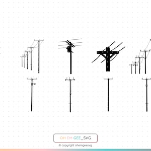 Power Lines SVG, Electrical Lines Clipart, Transmission Tower Dxf ...