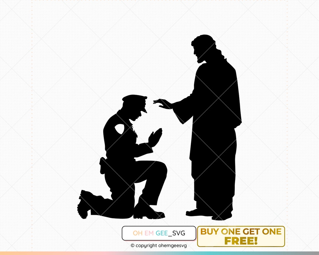 Praying Police Officer Blessed by Jesus Christ Svg, Policeman Clipart ...