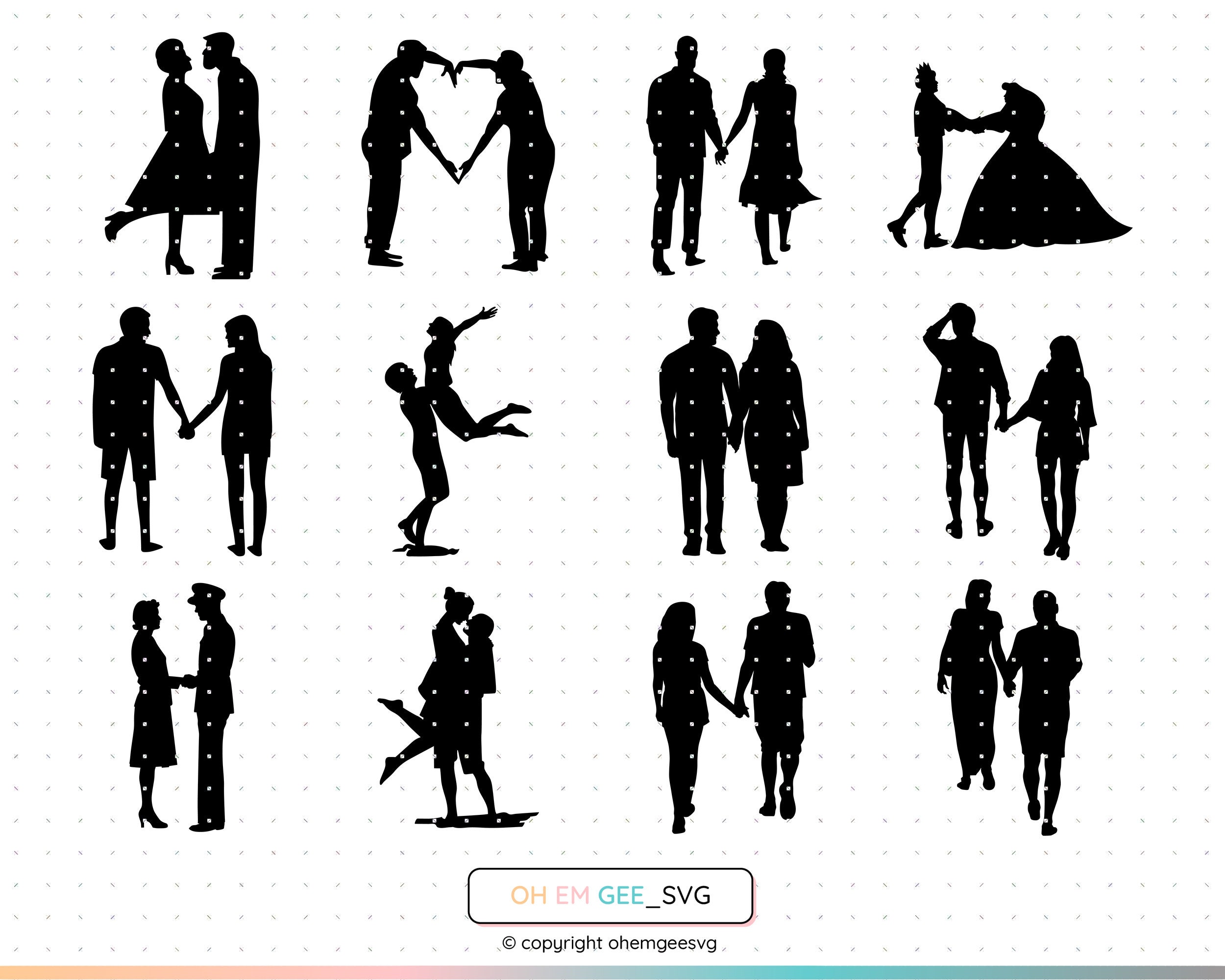 Couple Black Silhouette Holding Hands