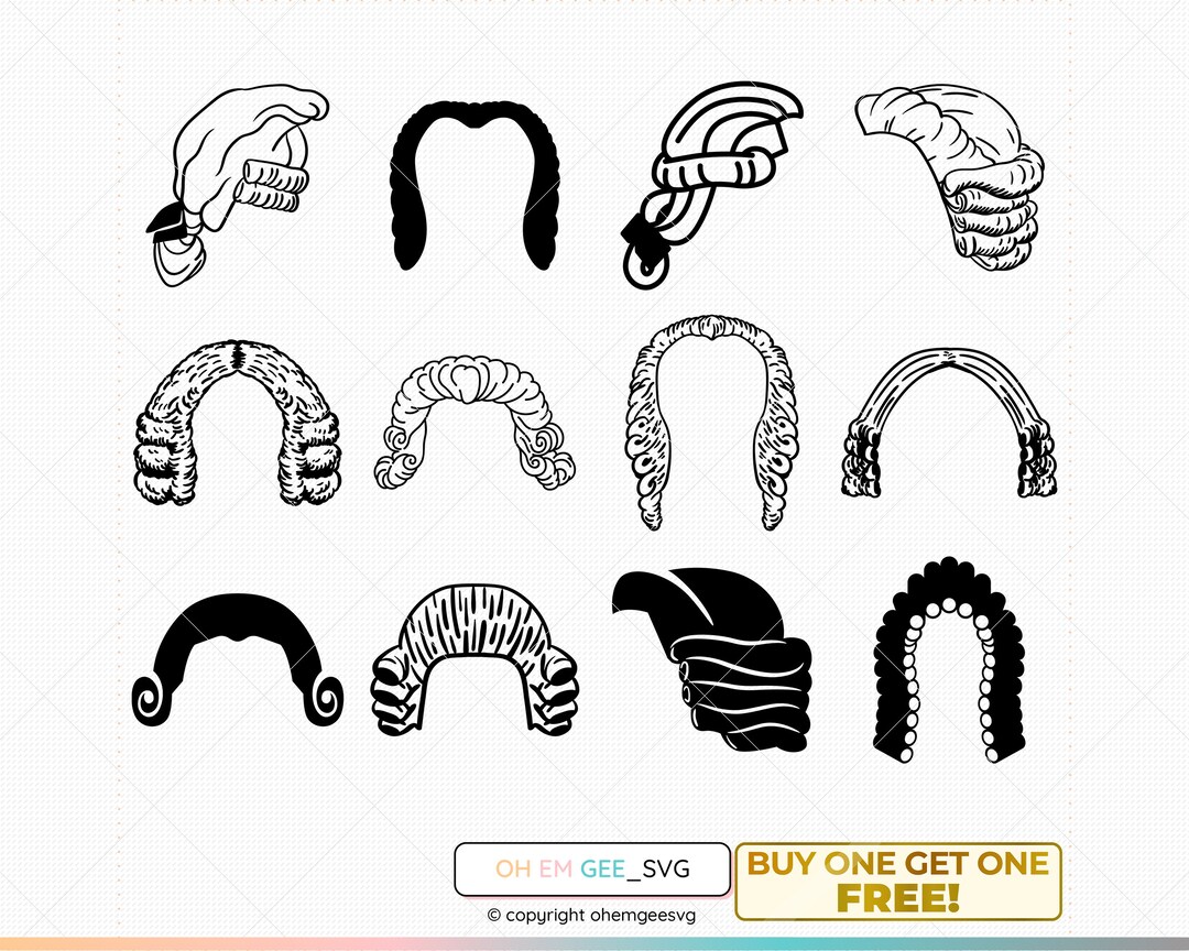 18th Century Wig SVG Bundle, 19th Century Wig Svg, Vintage Wig Png ...