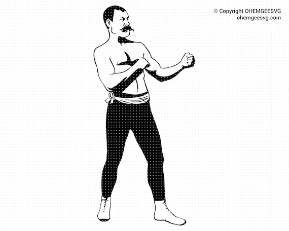 Vintage Boxer Svg Retro Fighter Png Mustache Man Clipart | Etsy