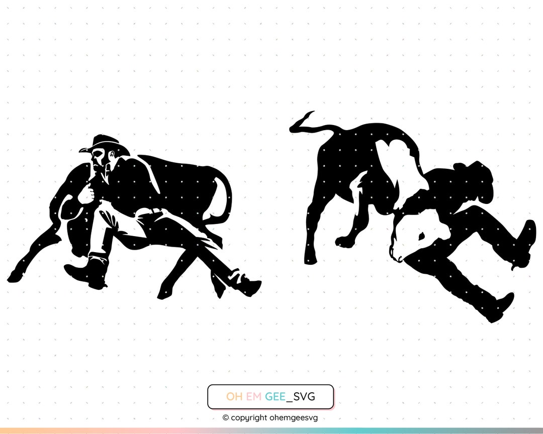 Rodeo Svg, Steer Wrestling Png, Bull Wrestler Clipart, Rodeo Dxf ...