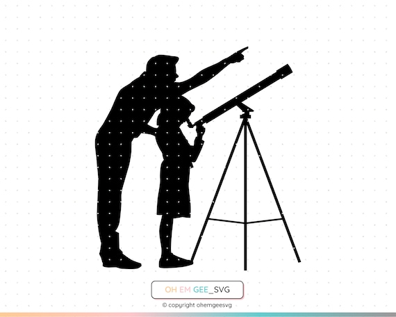 Father Daughter Observing the Sky With a Telescope Svg Father - Etsy