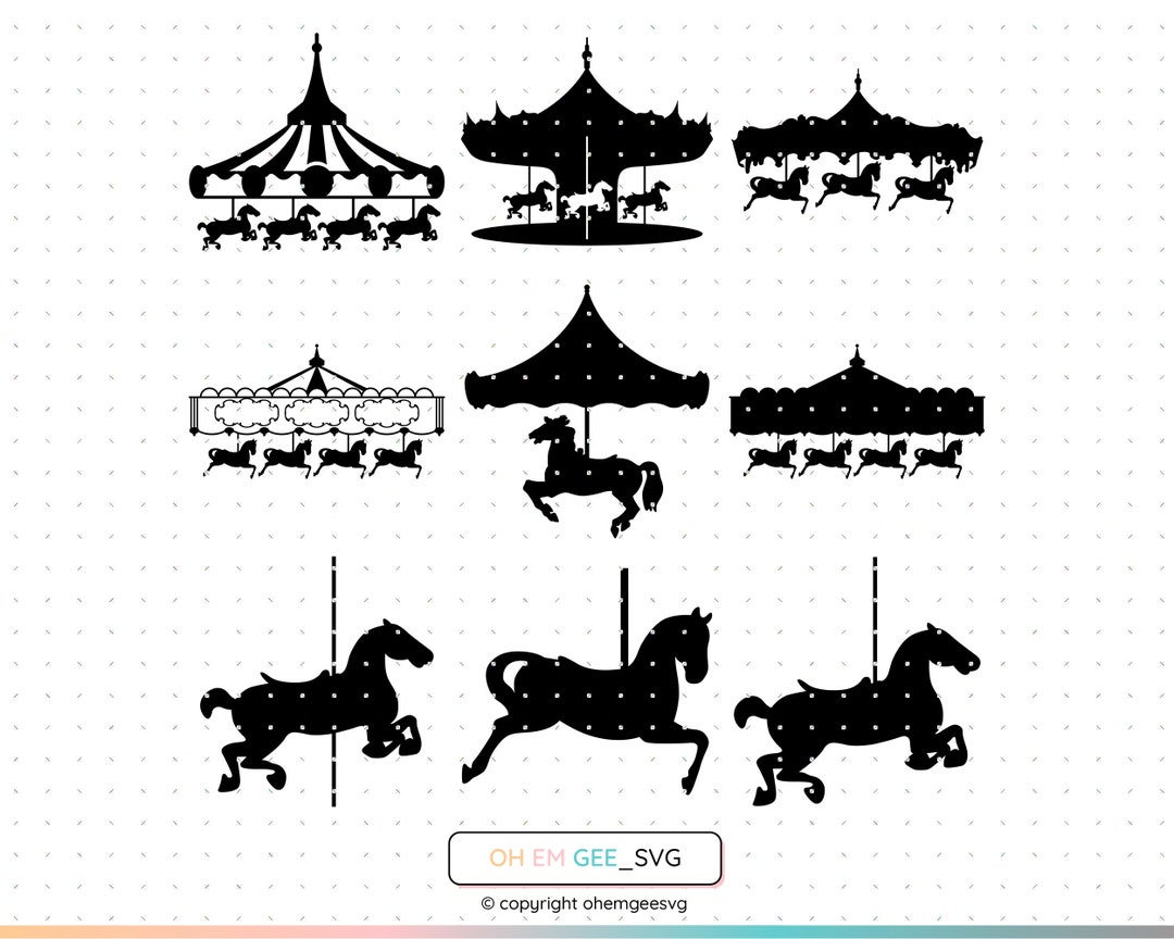 Carousel Svg, Horse Png, Carnival Clipart, Circus Dxf, Carousel Horses ...
