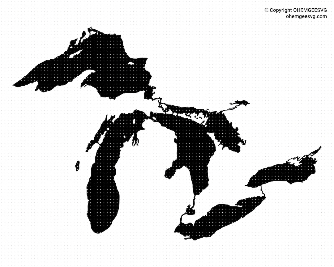 Great Lakes Svg, Lake Superior Png, Lake Michigan Clipart, Lake Huron ...