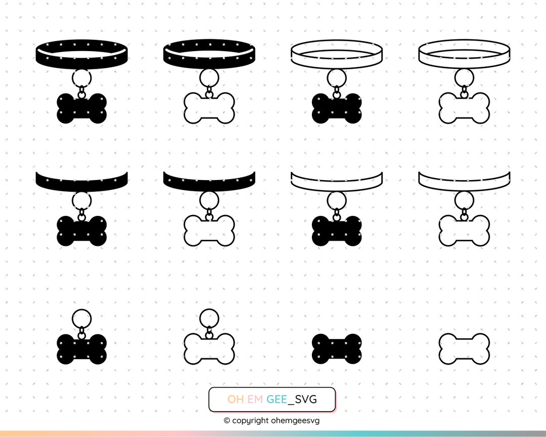 Dog Collar Svg, Dog Bone Png, Bone Collar Clipart, Dog Collar Dxf, Dog ...