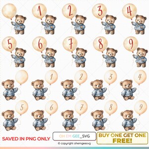 Teddy Bear Birthday Clipart, Kid's Birthday for Sublimation, Birthday ...