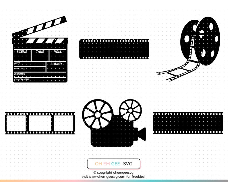 Film SVG Bundle, Film Strip SVG, Movie Reel SVG, Clapperboard Svg, Film ...