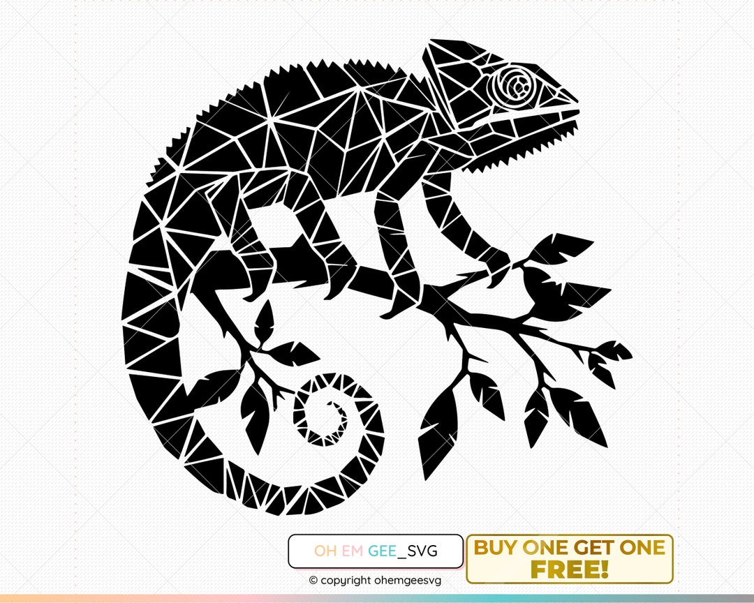 Geometric Chameleon SVG: Abstract Clipart, Cricut Silhouette (digital ...