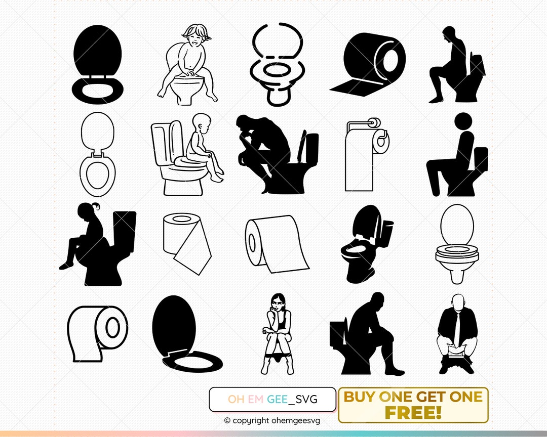 Toilet Seat SVG, Sitting on a Toilet Png, Toilet Paper Clipart, Toilet ...