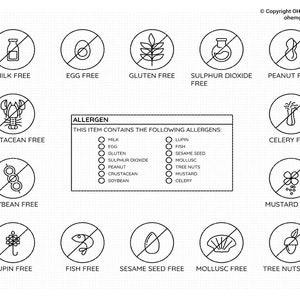 Ingredient Warning Labels SVG Bundle Allergy Icons SVG Food - Etsy