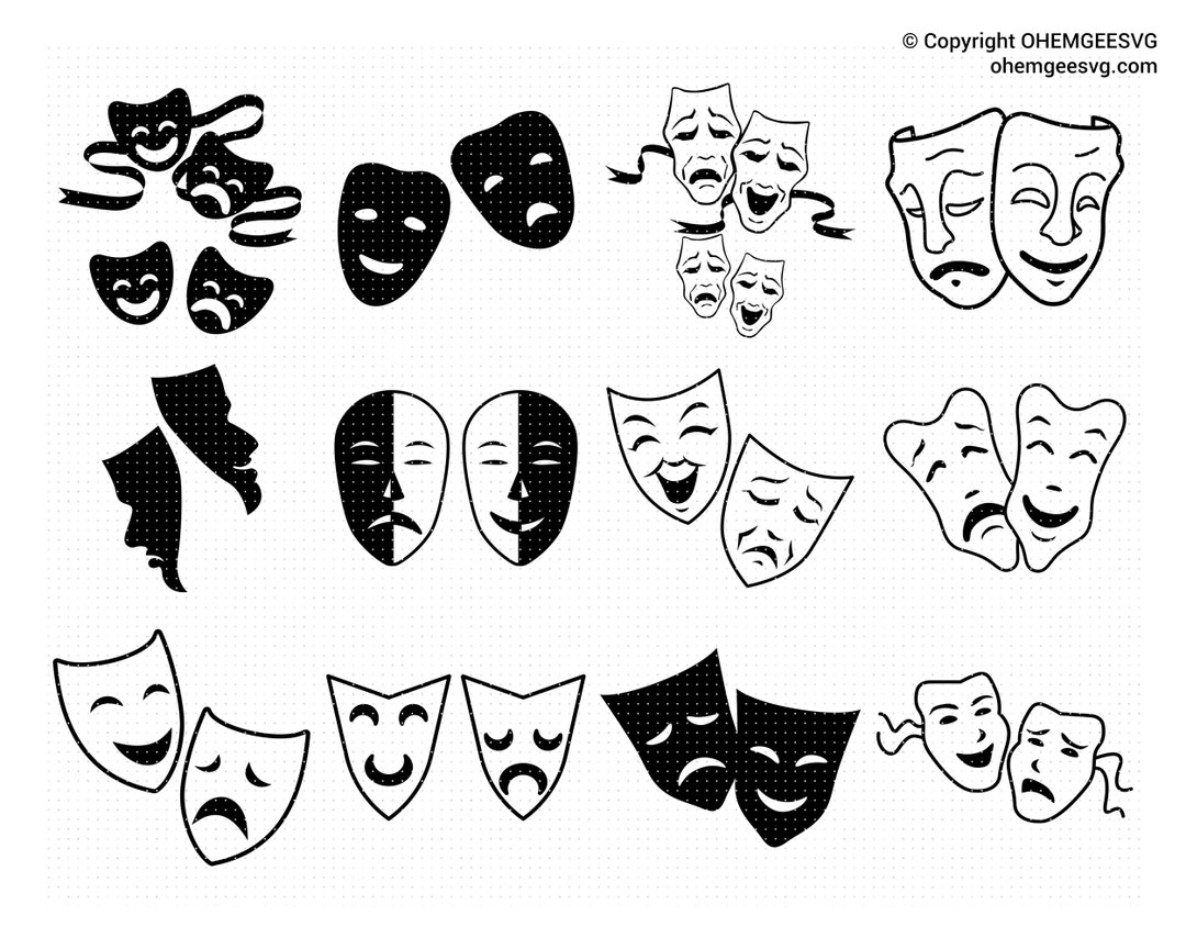 Thespian Mask SVG Bundle Thespian Mask Png Thespian Clipart - Etsy
