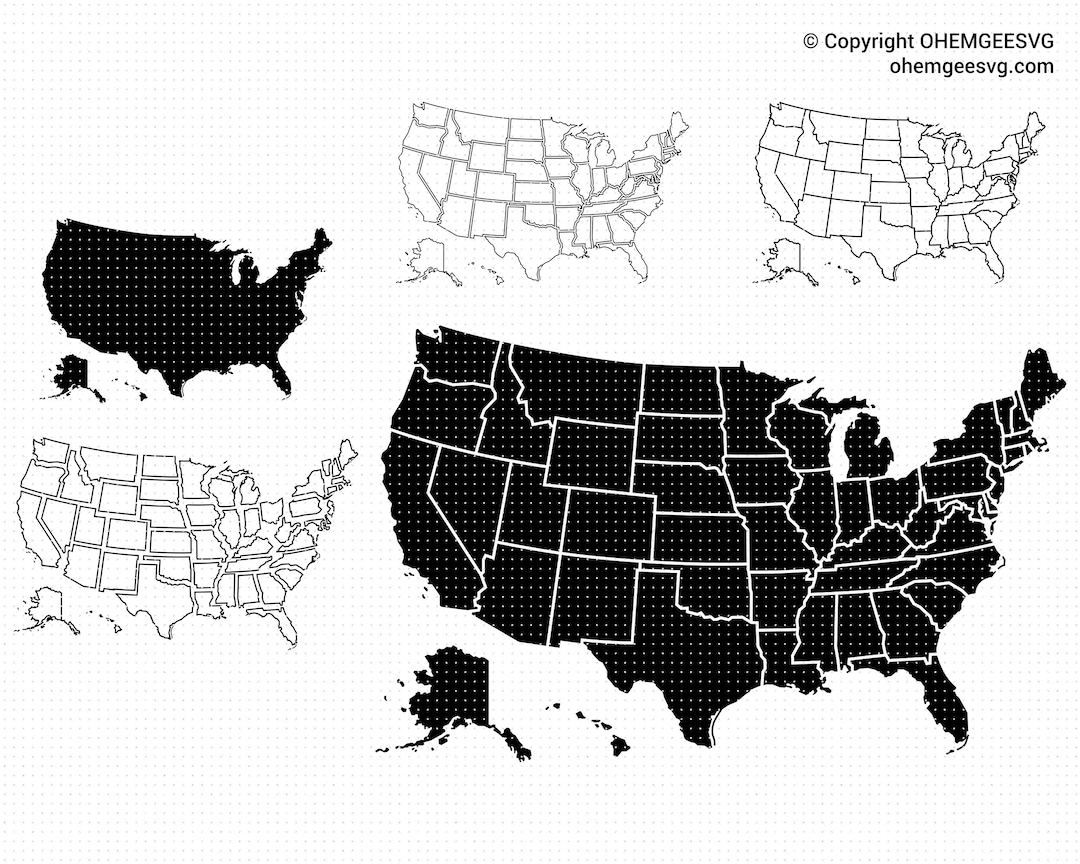 50 States SVG, Fifty States Png, United States of America Clipart, US ...