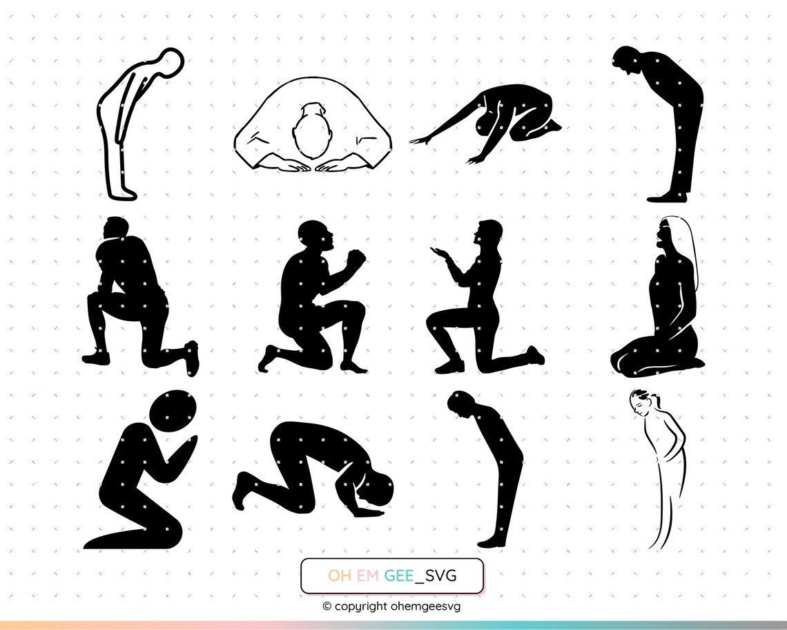 Kneel Svg Bundle Kneeling Clipart Bowing Down Png Kneel - Etsy