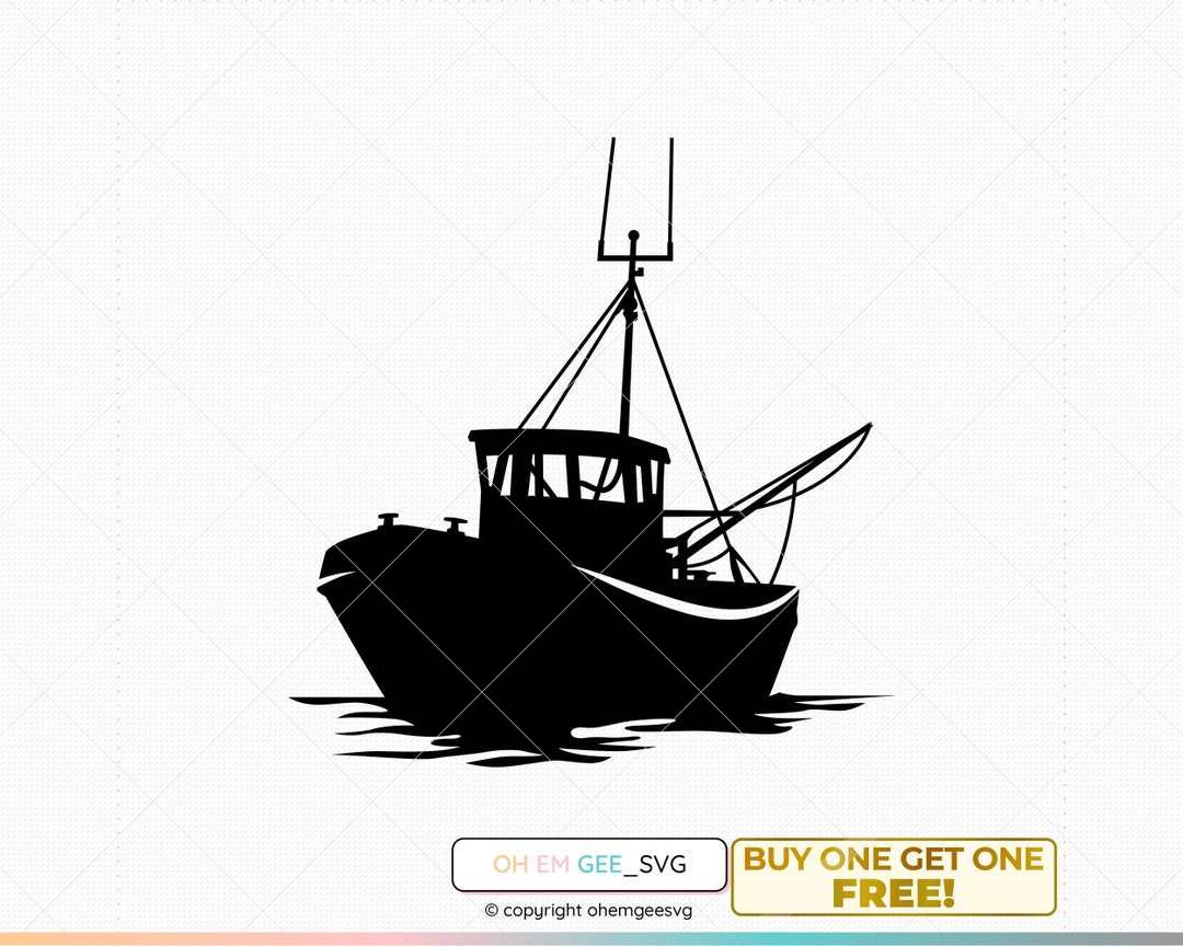 Small Fishing Boat in the Middle of the Ocean Svg, Fishing Boat Clipart ...