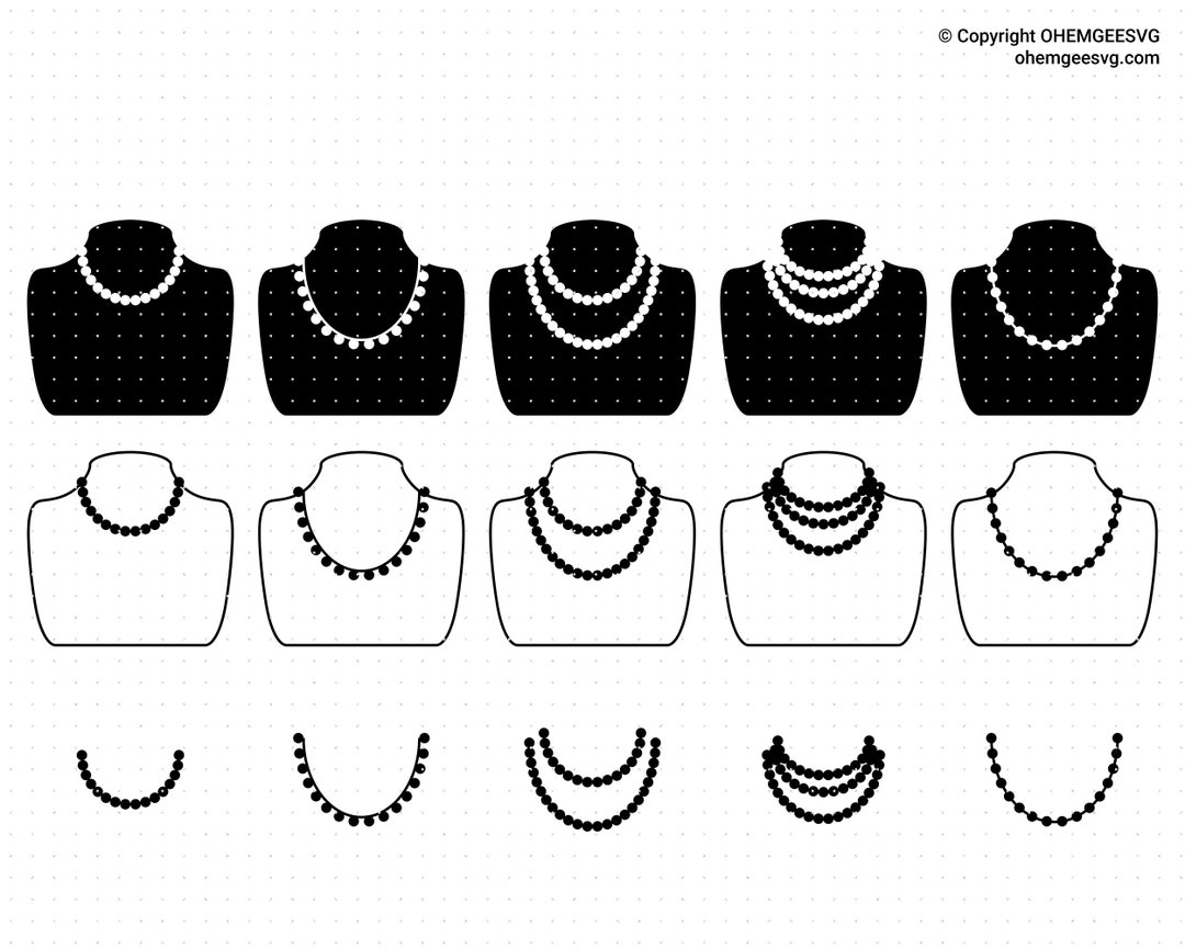 Pearls Necklace Svg, Pearl Svg, Necklace Svg, Eps, Png, Dxf, Clipart ...