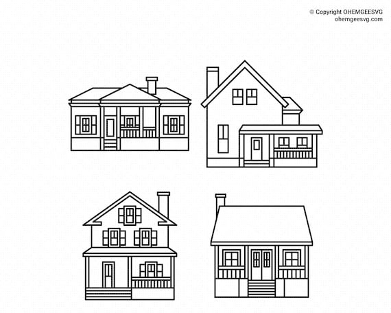 Line Drawing House Clipart Porch