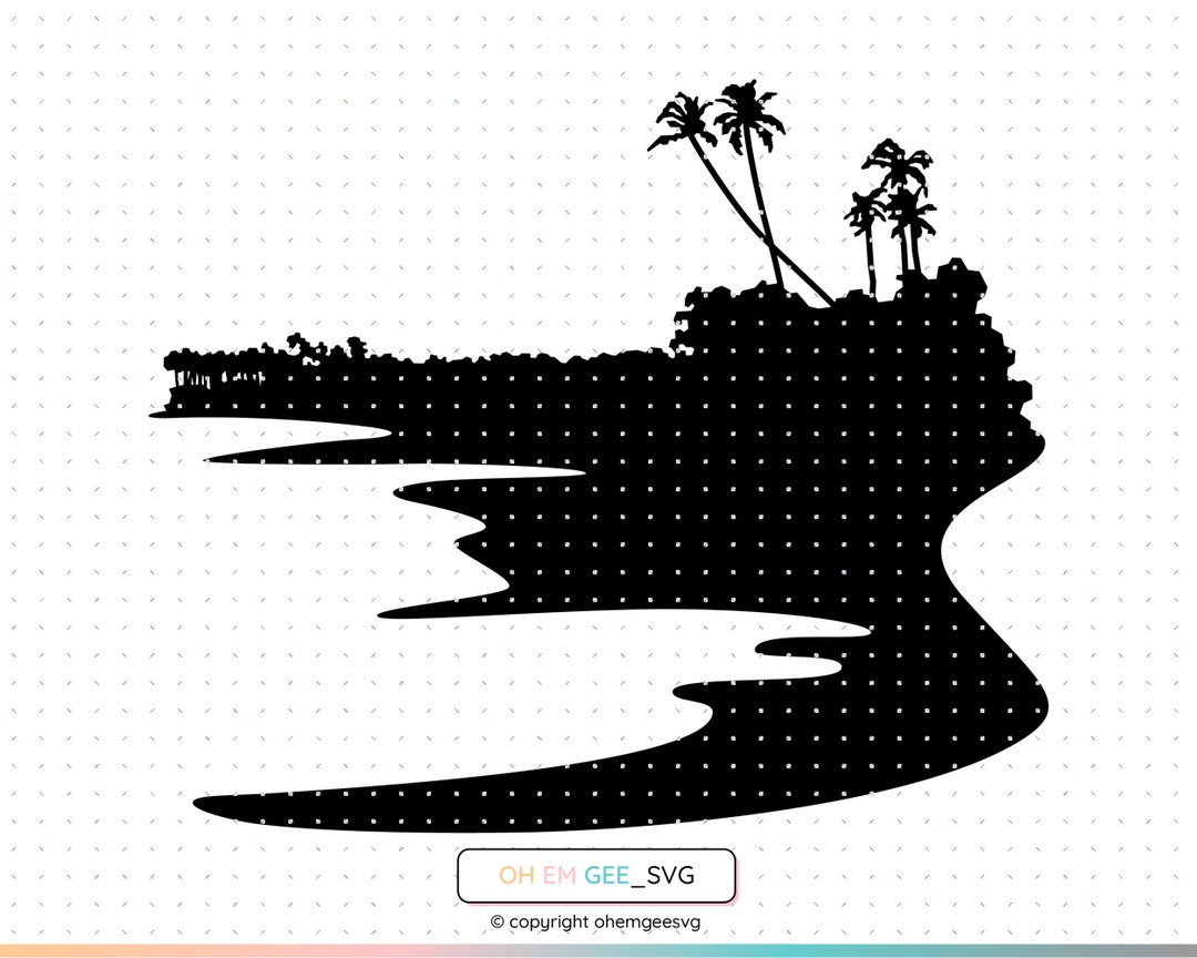 Beach Svg, Seashore Clipart, Coast Png, Coastline Dxf, Palm Trees Eps ...