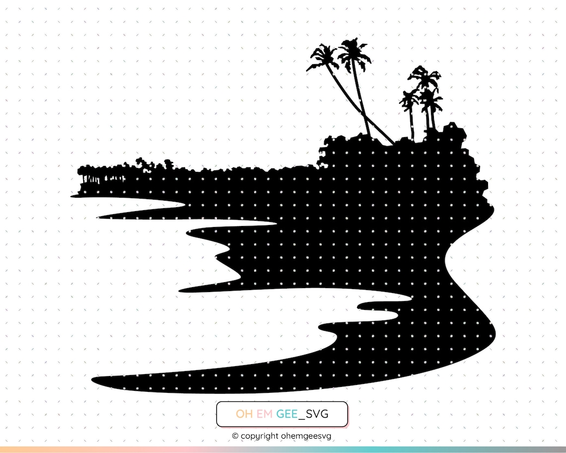 Beach Svg Seashore Clipart Coast Png Coastline Dxf Palm - Etsy
