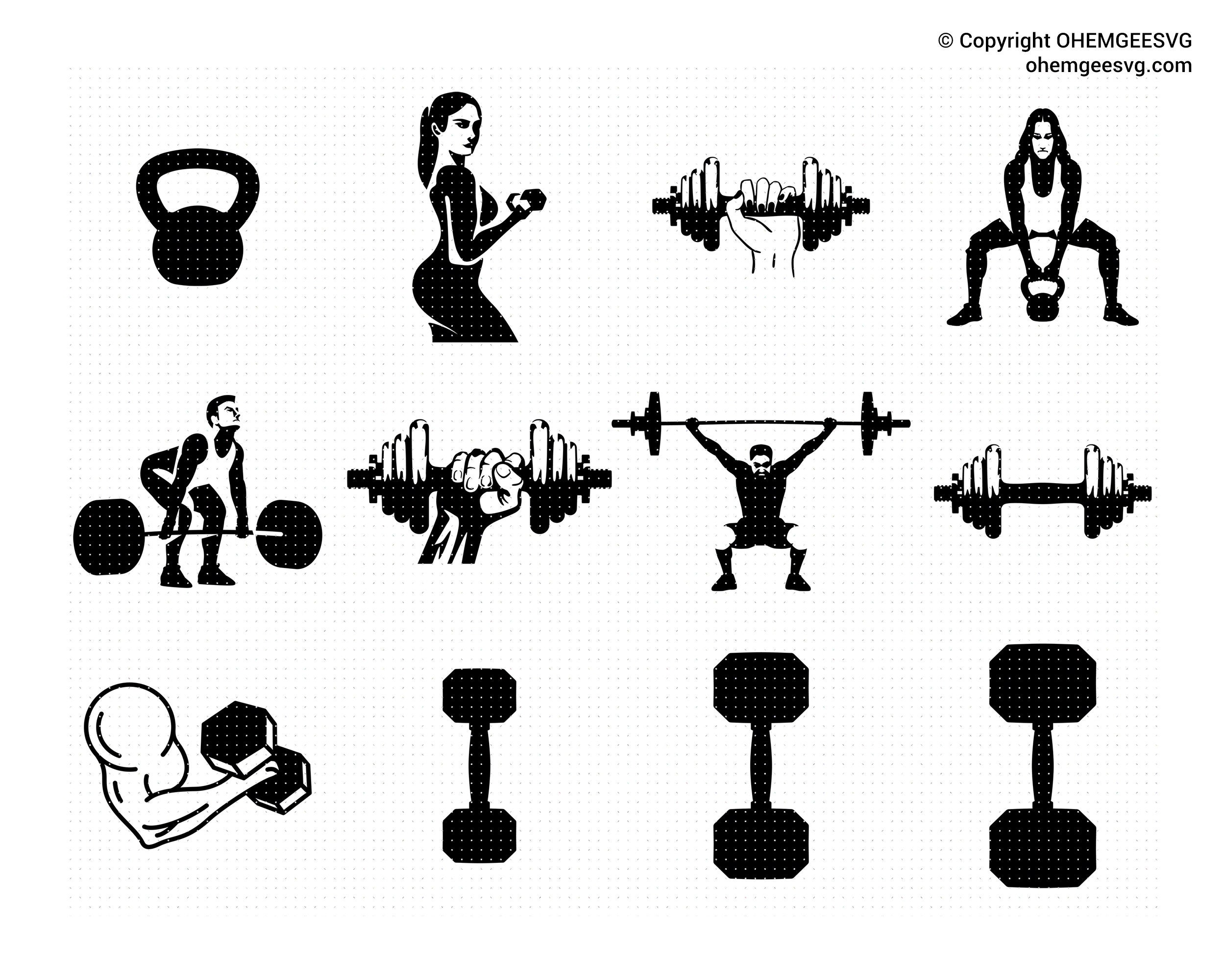 Weights Svg Bundle Weights Png Weightlifting Clipart Power | Etsy