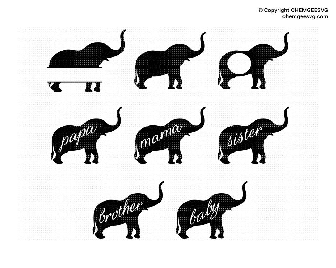Elephant Family Svg, Mama Elephant Clipart, Mom Baby Elephant Dxf ...