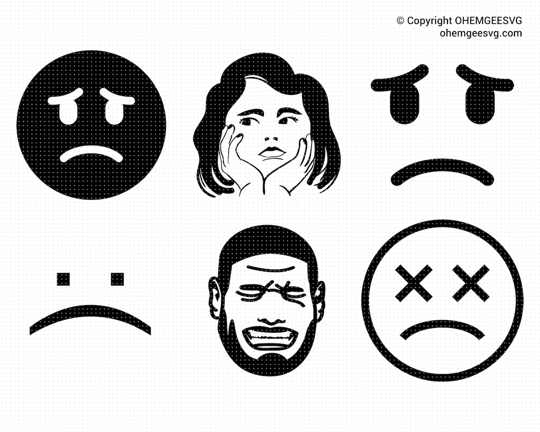 Sad Face Svg, Crying Man Png, Sad Woman Clipart, Cry Dxf, Sad Emoji Eps ...