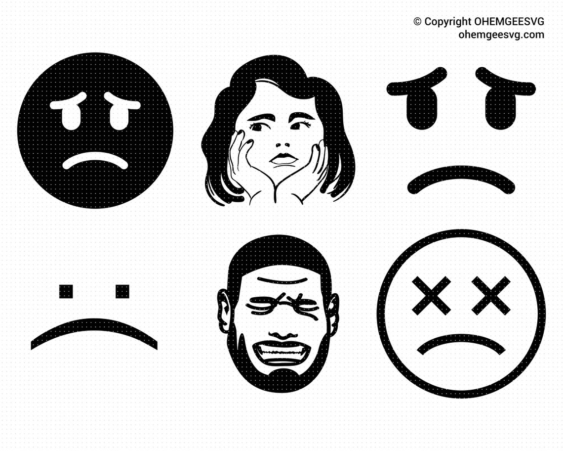 Sad Face Svg, Crying Man Png, Sad Woman Clipart, Cry Dxf, Sad Emoji Eps ...