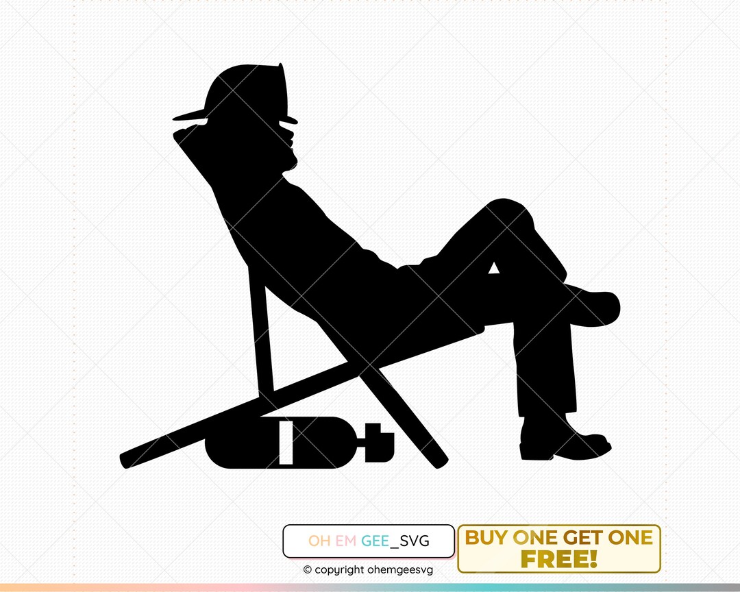 Fireman Relaxing Saved in Svg and Png Files, Fire Fighter Taking a ...