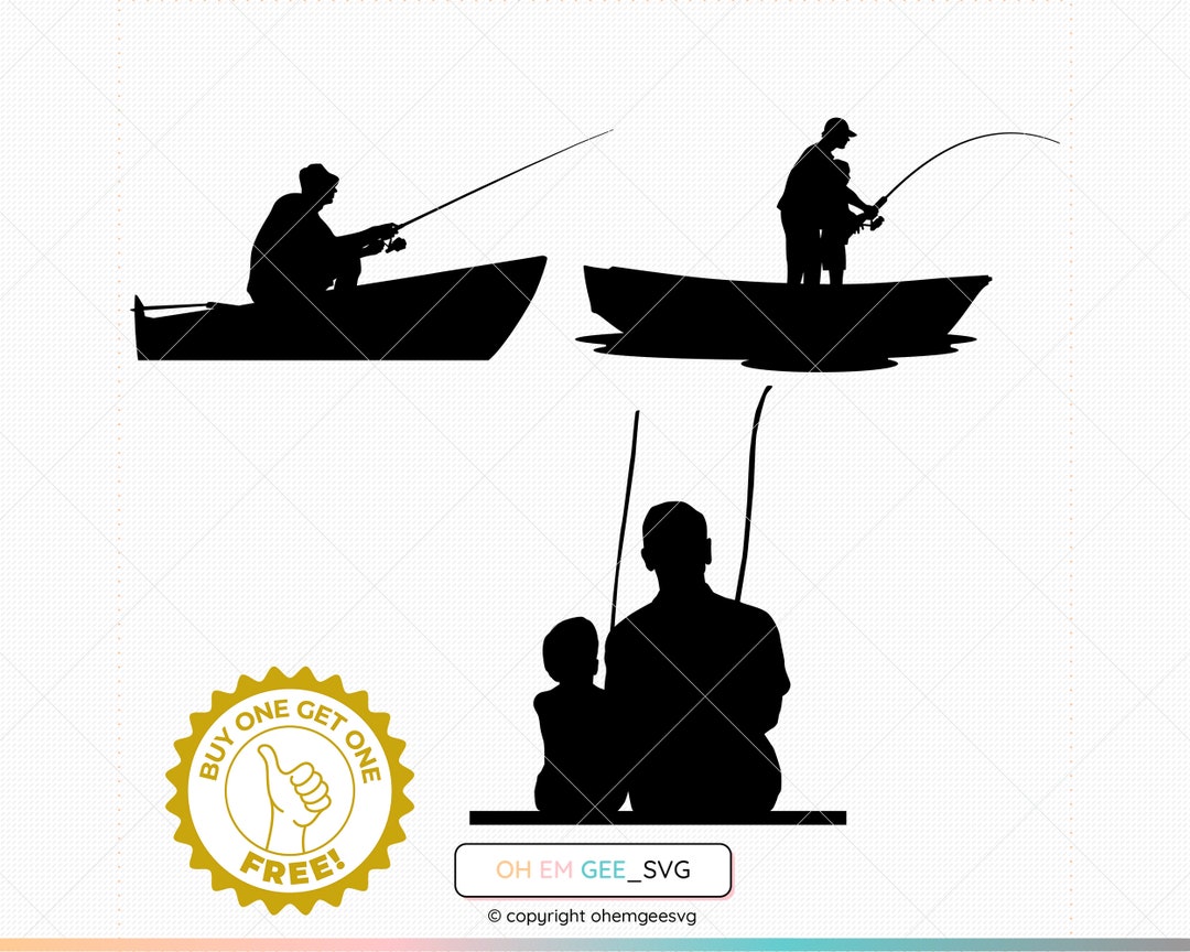 Father and Son Fishing Svg, Fishing on a Boat Png, Fisherman Clipart ...