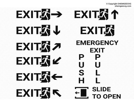 Exit Sign SVG Bundle Exit Sign Svg Emergency Poster Png | Etsy Canada