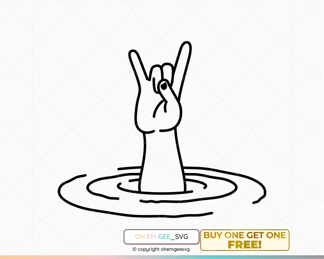 Rock on Hand Sign From Water Svg, Rock on Clipart, Rock and Roll Png ...